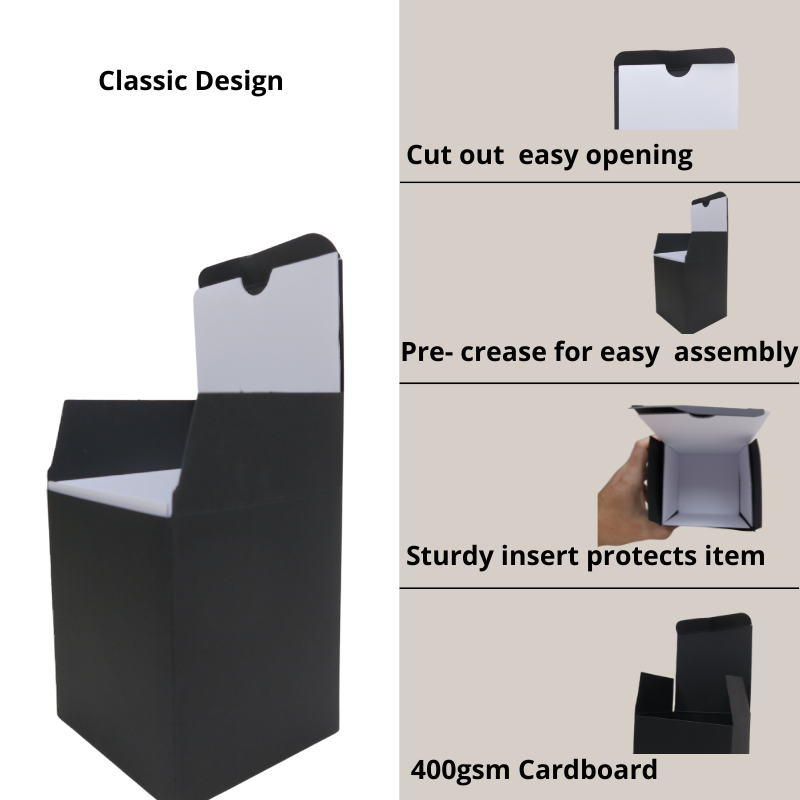 Black Paper Gift Box with Lid – Eco-Friendly Packaging | Budget Depot